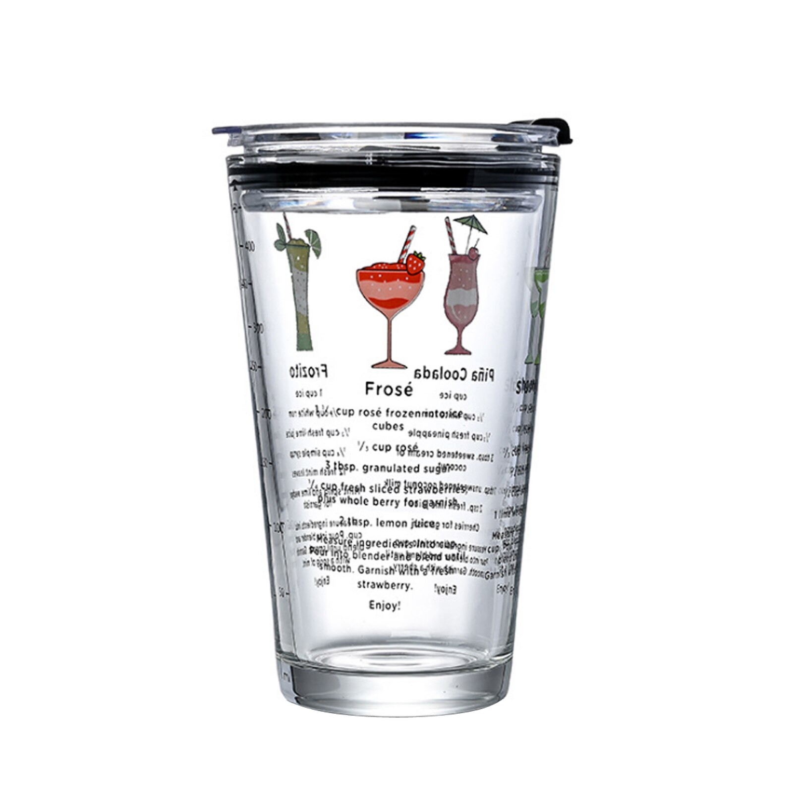 Cute 450ML Glass Straw Cup with Scale Transparent ... – Vicedeal