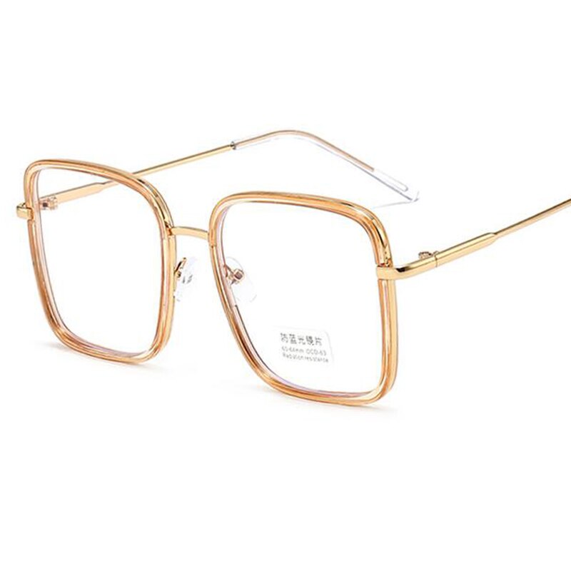 Blue filter lens eyeglasses frame oversized square... – Grandado