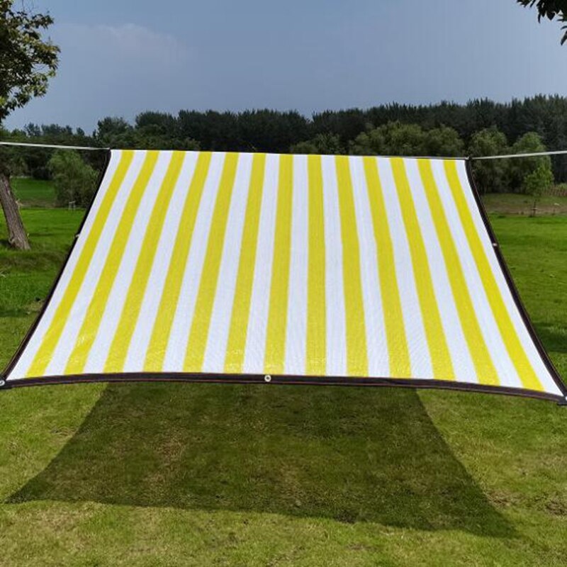 Yellow White Stripe Sun Shade Sail Outdoor Garden ... – Grandado