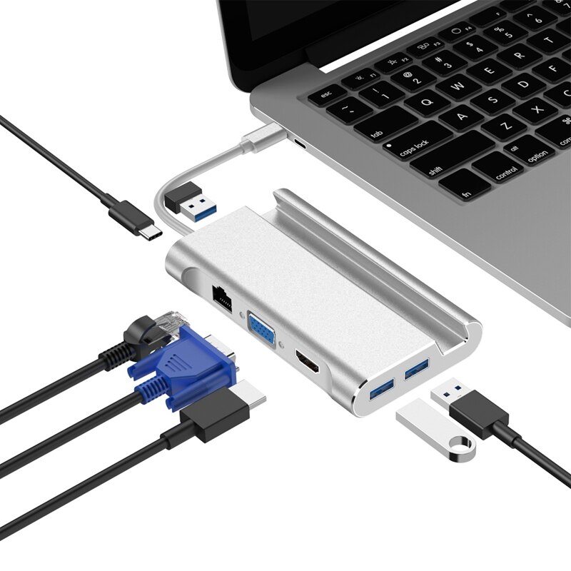 7 in 1 type c hub usb type c til hdmi vga rj45 pd... – Grandado
