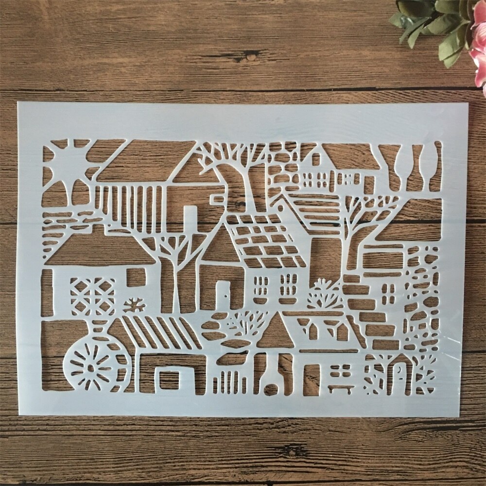 A4 29cm Countryside Rural House DIY Layering Stenc... – Grandado