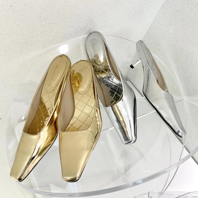 Goud/Zilver Vrouwen Slippers Slides Ronde Neus Sli... – Grandado