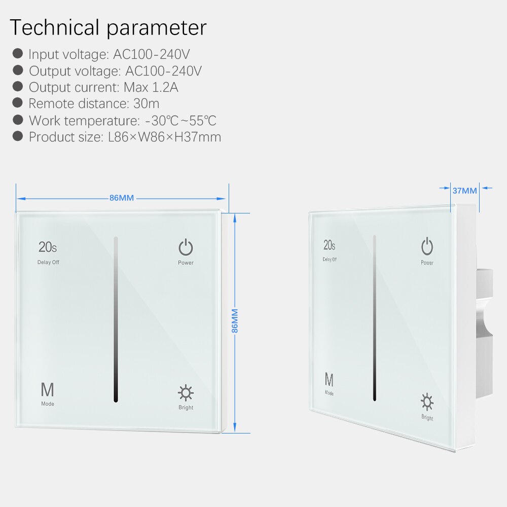 Wall Mounted Touch Panel AC Triac Dimmer 220 V 230... – Vicedeal