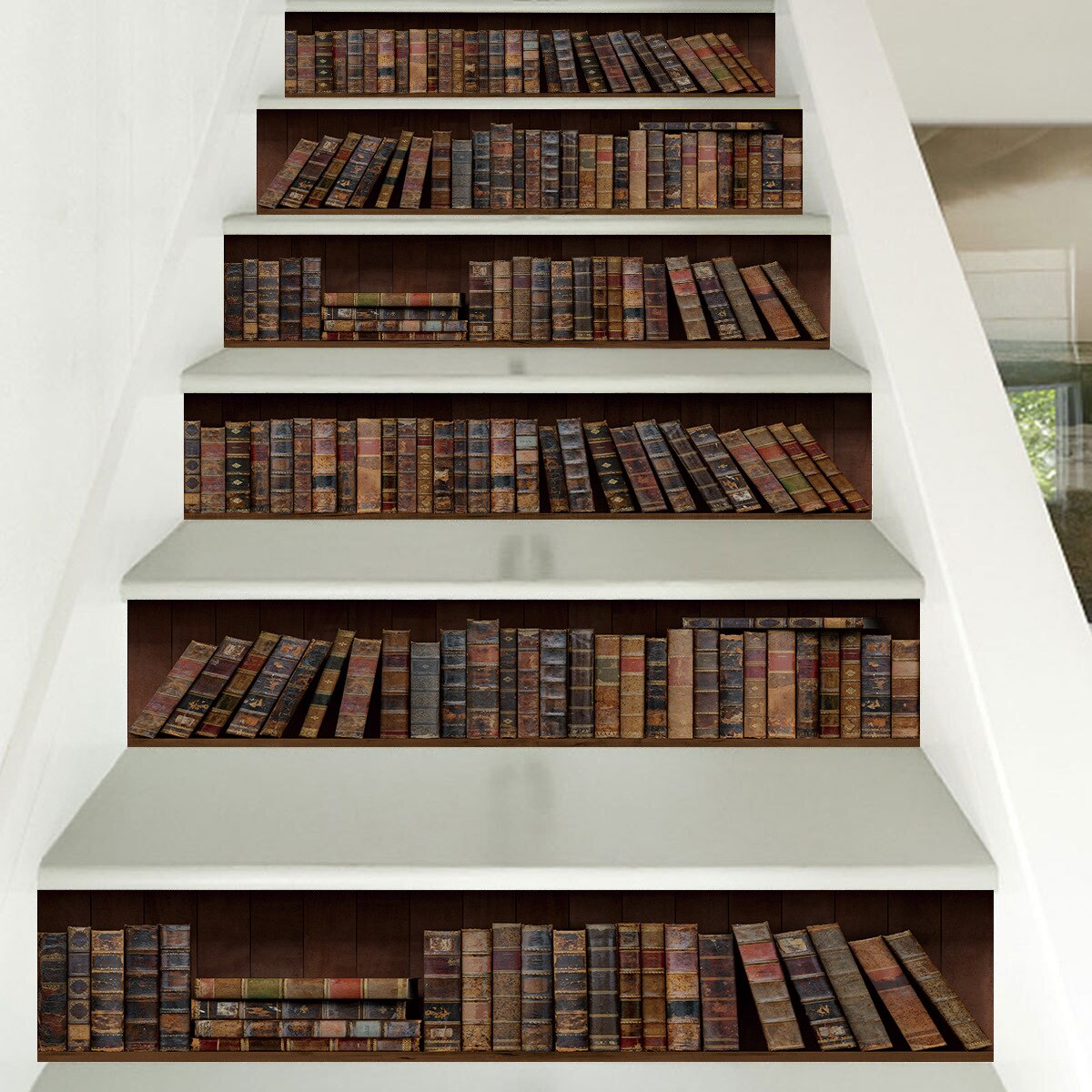 Vintage Bookcase Staircase Sticker For To The Seco... – Grandado
