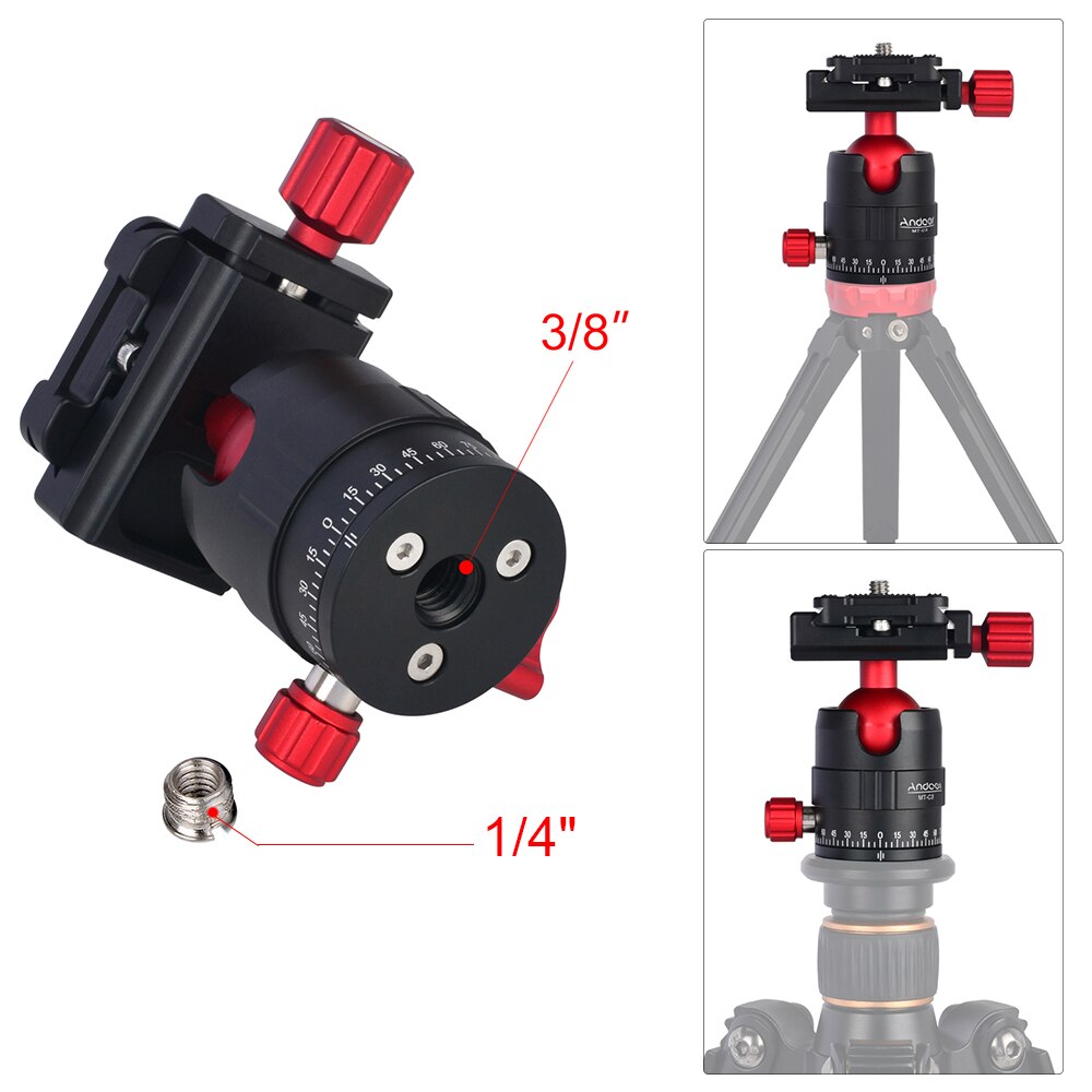 Andoer MT-C3 Panorama Stativ Ball Kopf Adapter 360... – Vicedeal