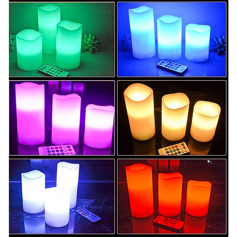 Flamfri led ljus ljus led värmeljus med rgb fjärrk... – Grandado
