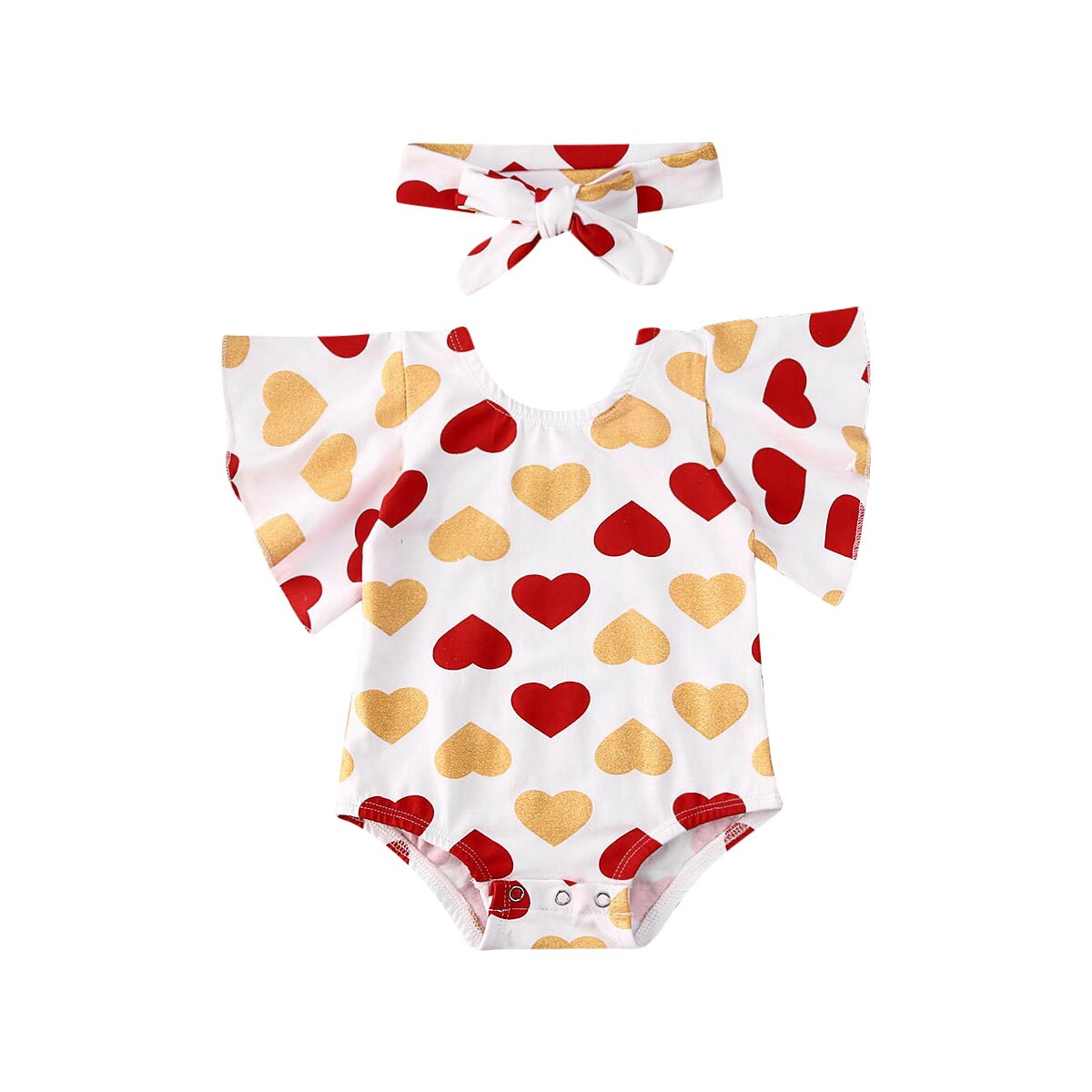 2Pcs Newborn Baby Girl Valentine's Day Romper Hear... – Grandado