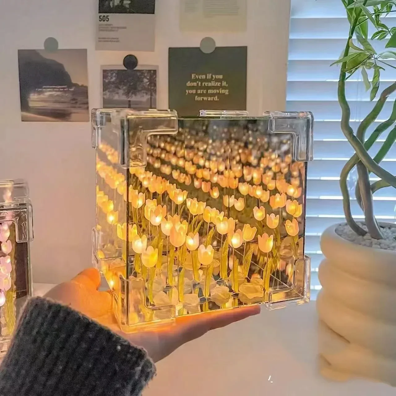 DIY Tulip Mirror Cube Lamp Simulation Flower Bedro... – Grandado
