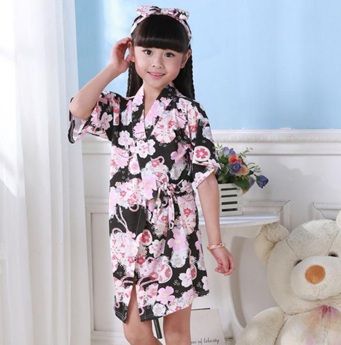 Summer day Cotton Bathrobe thin tie with cherry bl... – Grandado