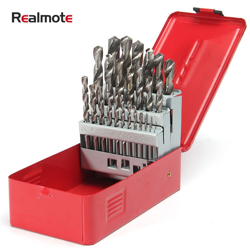 Realmote 25Pcs 1-13mm Twist Drill Bit Set HSS Wood... – Vicedeal