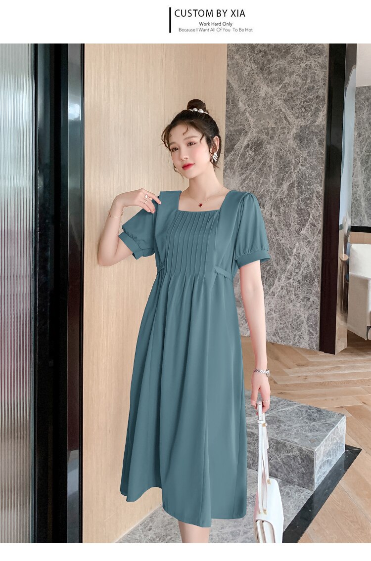 French Style Maternity Summer Dress Belt Pregnant ... – Grandado