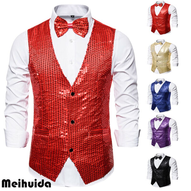 Men Formal Shiny Sequin Longline Jacket Suit Blaze... – Grandado