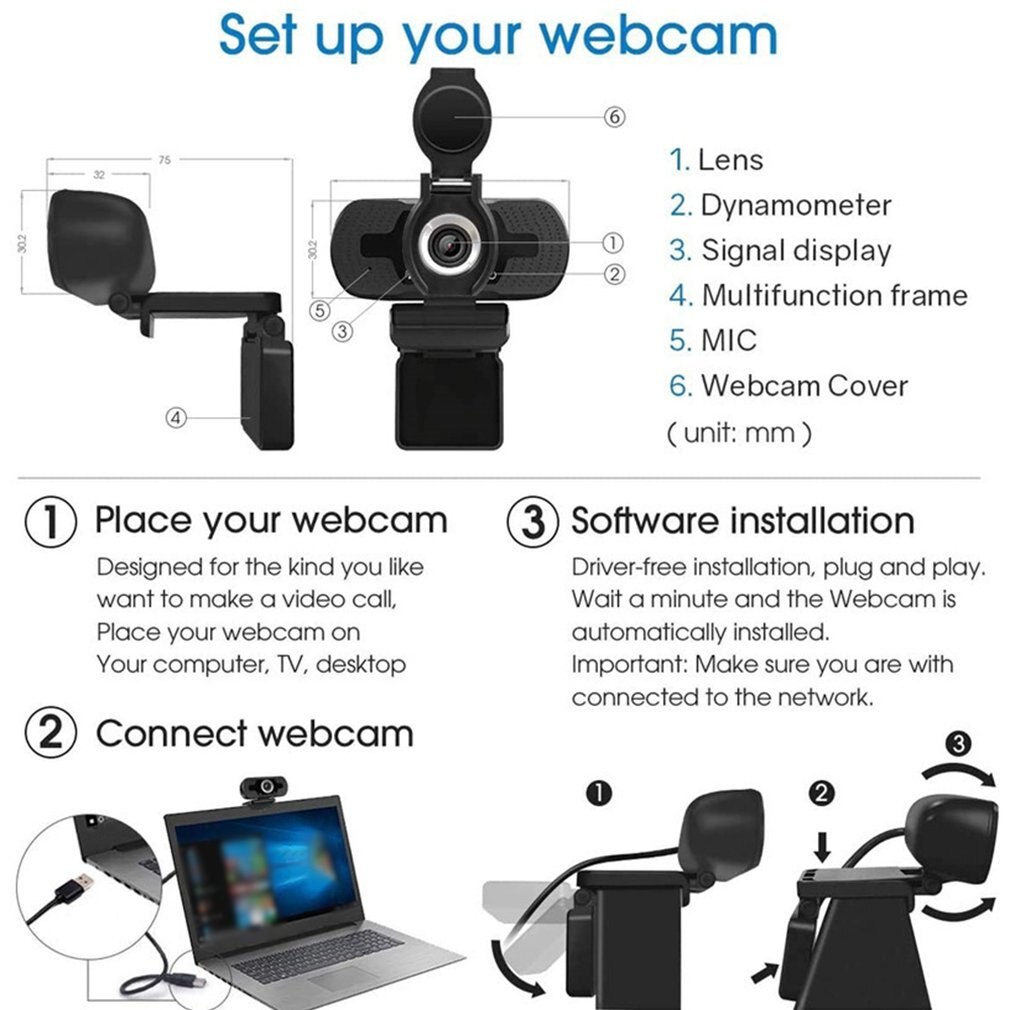 1080P Full High Definition Usb Webcam For Pc Deskt... – Grandado