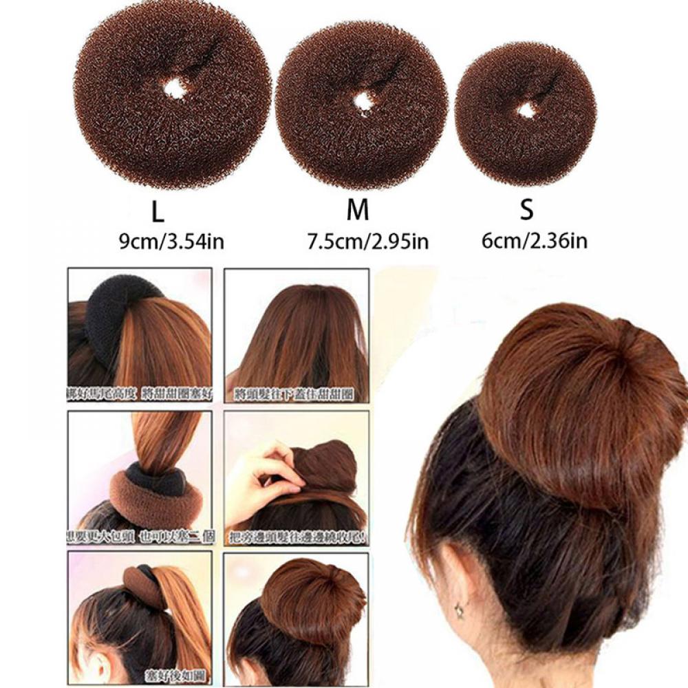 2PCS Hair Doughnuts Women Brown Bun Ring Hair Shap... – Grandado