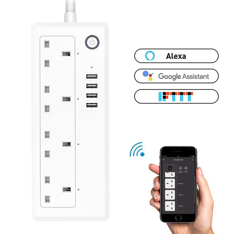 Wifi Smart Power Strip 4 Port Usb 4 Ac Outlets Usb... – Vicedeal