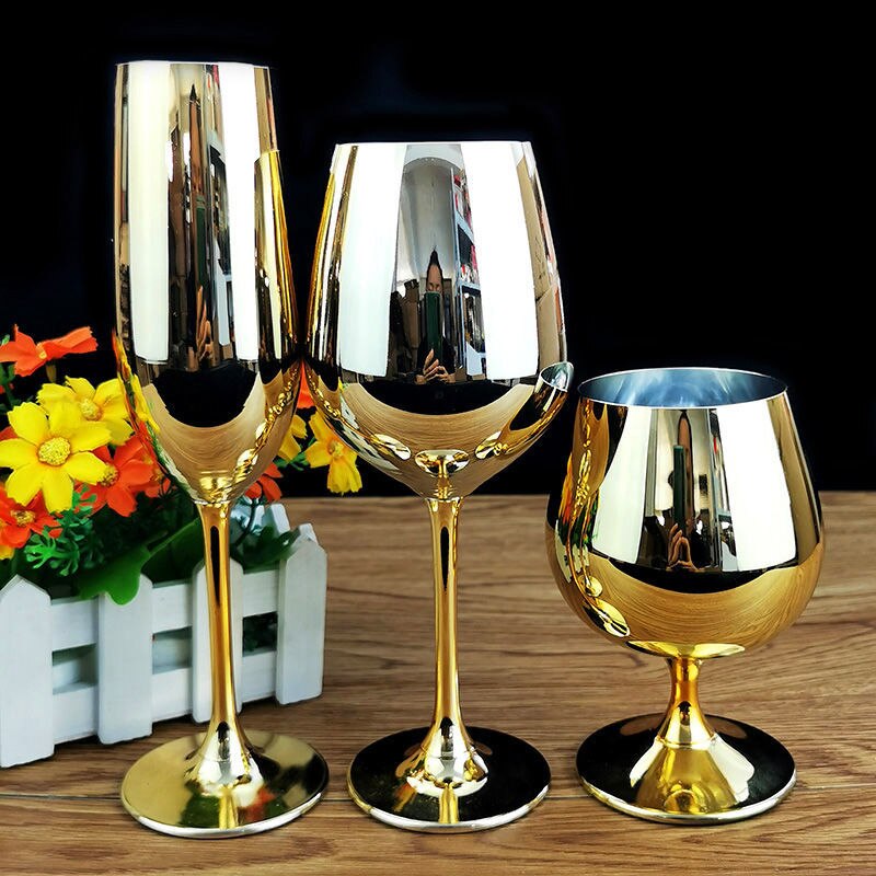 301ml-400ml gold plated goblet crystal glass Champ... – Vicedeal