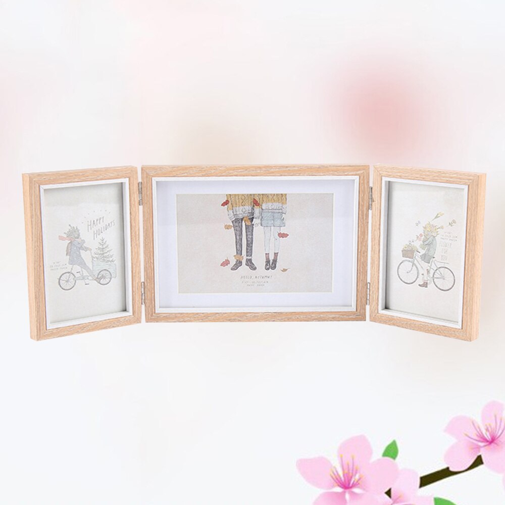 1Pc Photo Album Wooden Three-layer Folding Multi-f... – Grandado