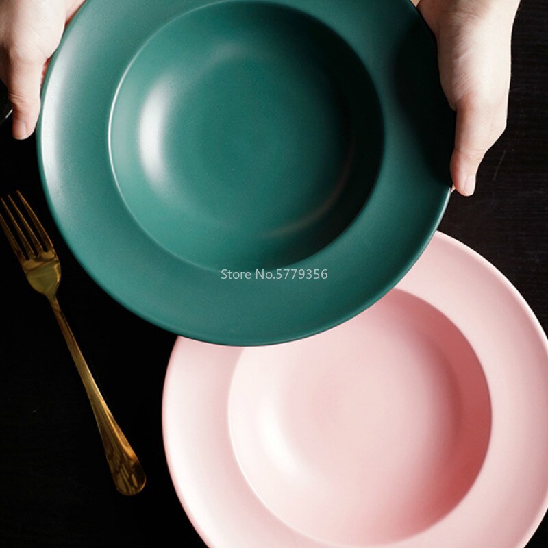 Nordic INS Color Glaze Ceramic Simple Dish Pasta D... – Grandado