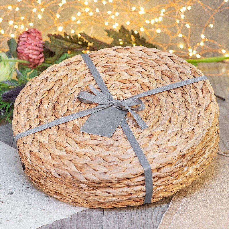 Paquet de 6 napperons ronds en jacinthe d'eau,... – Grandado