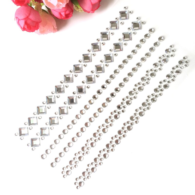 (3 Sheets) Acrylic Rhinestone Gem Strips Stickers ... – Grandado