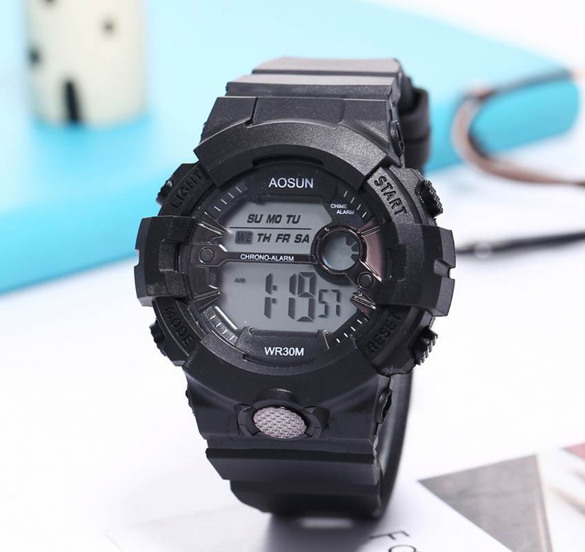 White Gold Digital Watches Round Women Men Watches... – Grandado