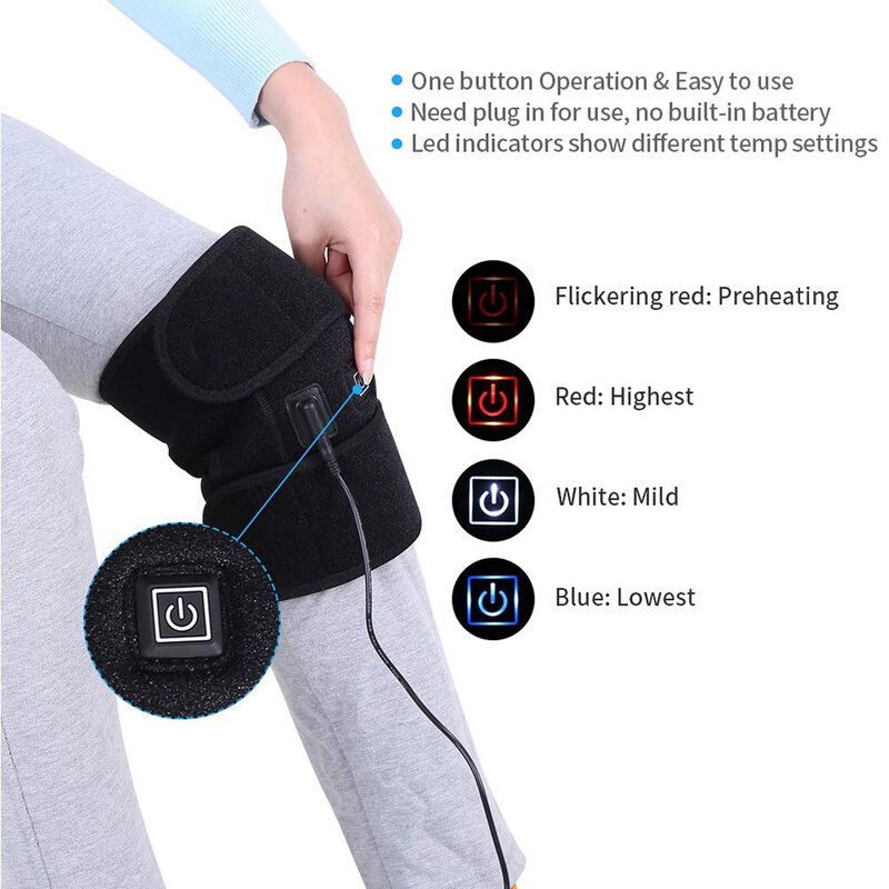 USB Heated Knee Pad Brace Wrap Rechargeable Heatin... – Grandado