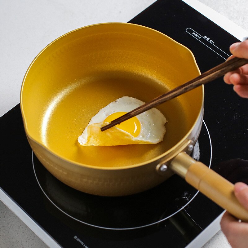 Golden non stick frying pan and pot set breakfast ... – Grandado
