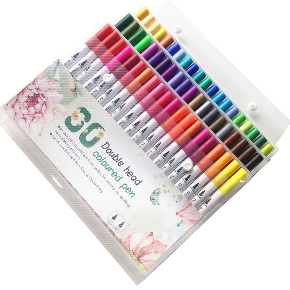 Fineliner Brush Pen Set Water-based Ink Dual Tip D... – Grandado