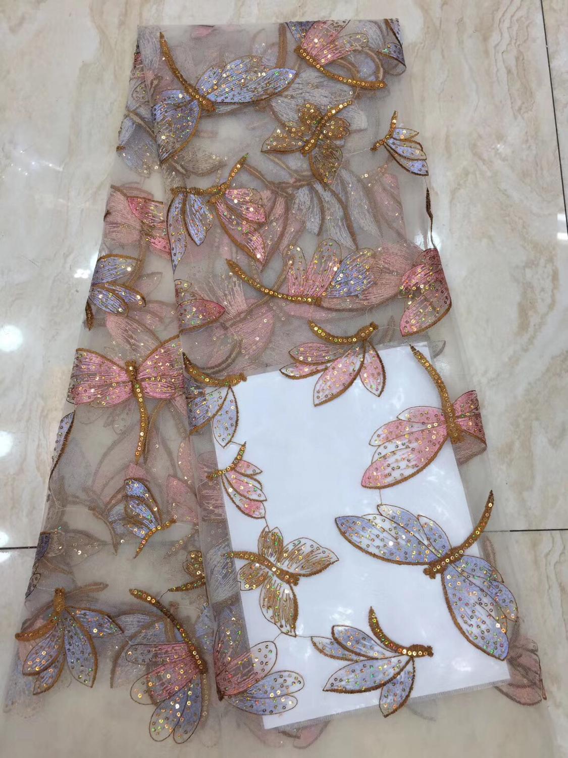 White, Gray Soft Dragonfly Embroidery Mesh Lace Fa... – Grandado