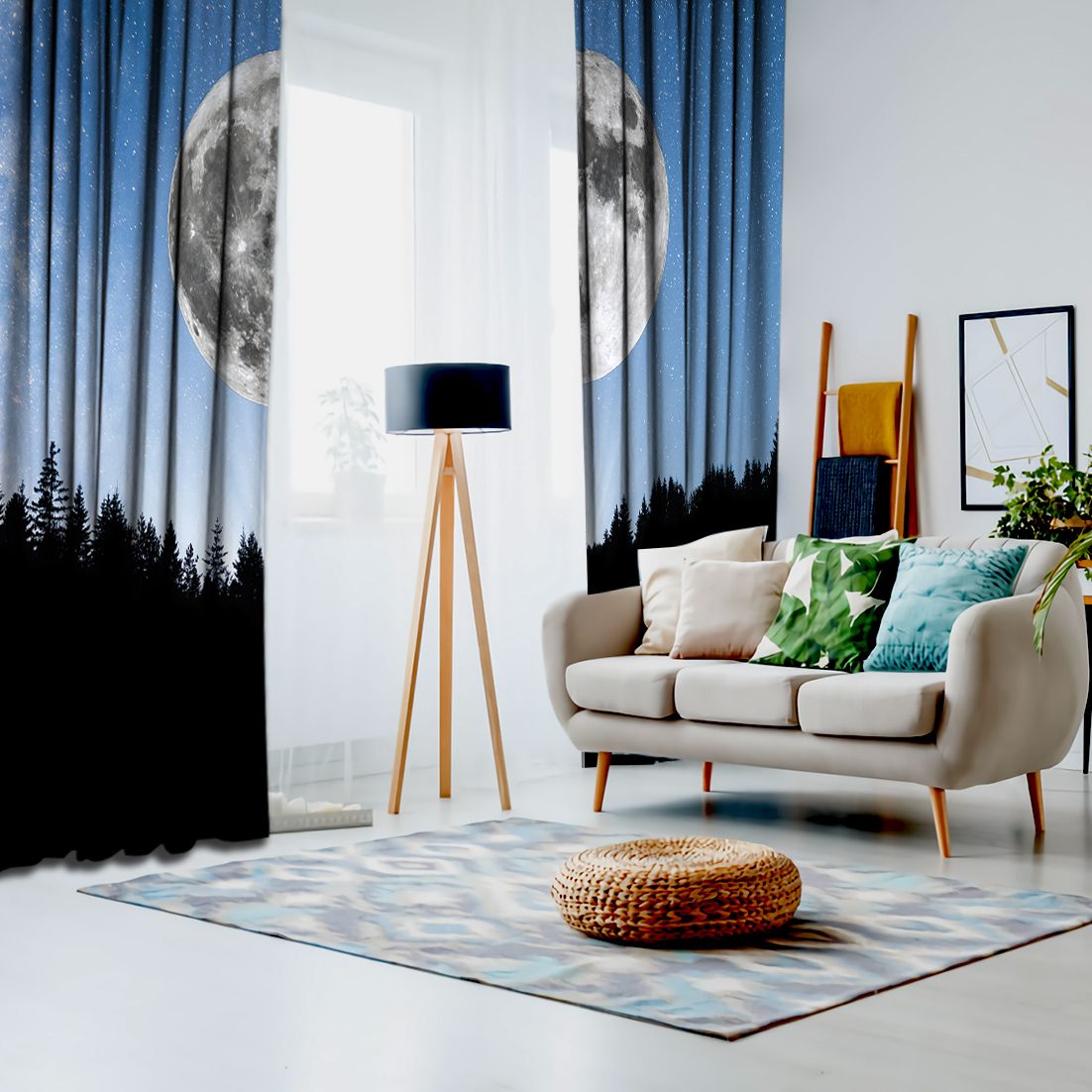 Super Moon Stars Milky Way Night View with Pine Tr... – Grandado