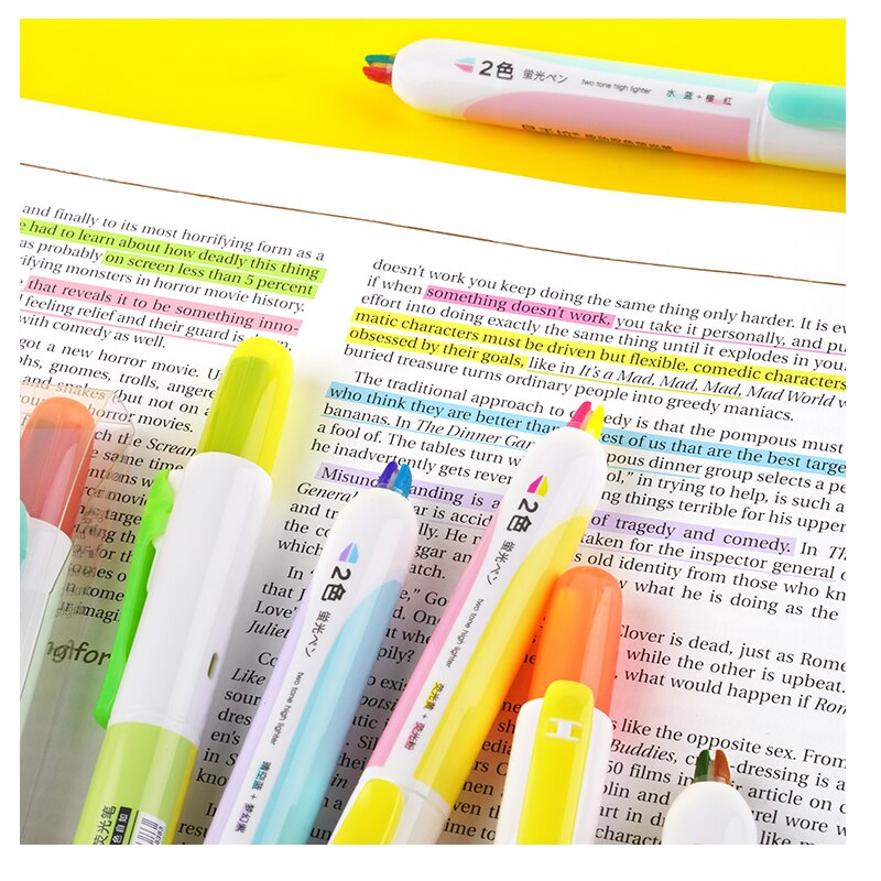 2 Line Color Highlighter Pen Fluorescent Marker Sp... – Grandado