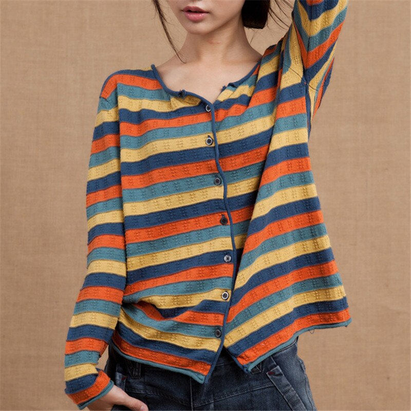 Korean Newly Thin Ladies Sweater Spring Striped Wo... – Vicedeal