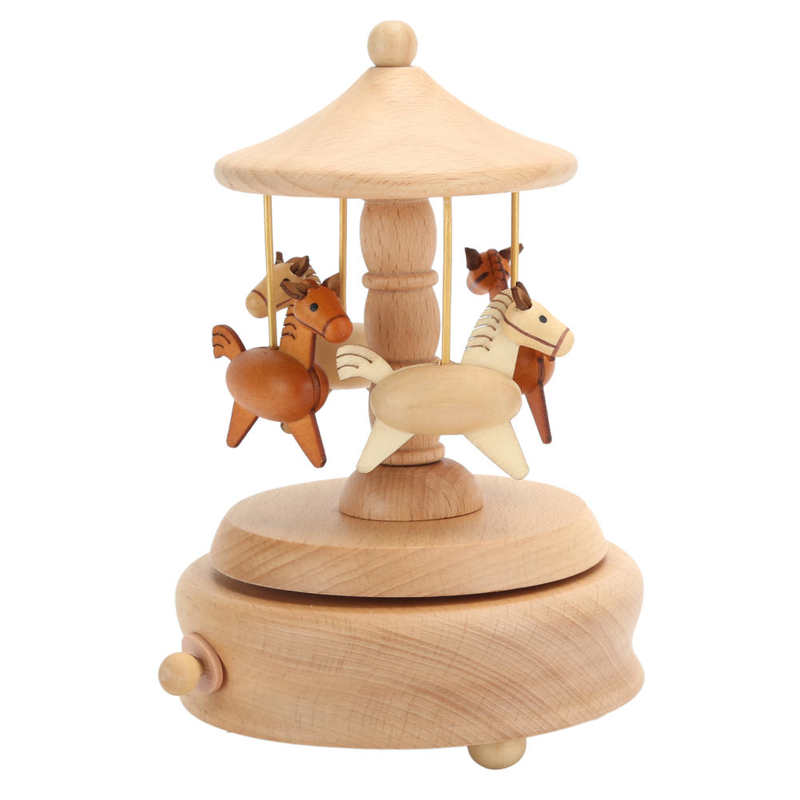 Wooden Horse Roundabout Carousel Rotating Musical ... – Grandado