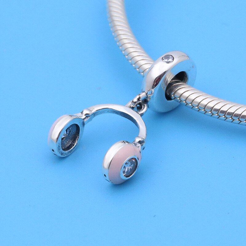 Genuine 925 Sterling Silver Pink Headphones Charm ... – Grandado