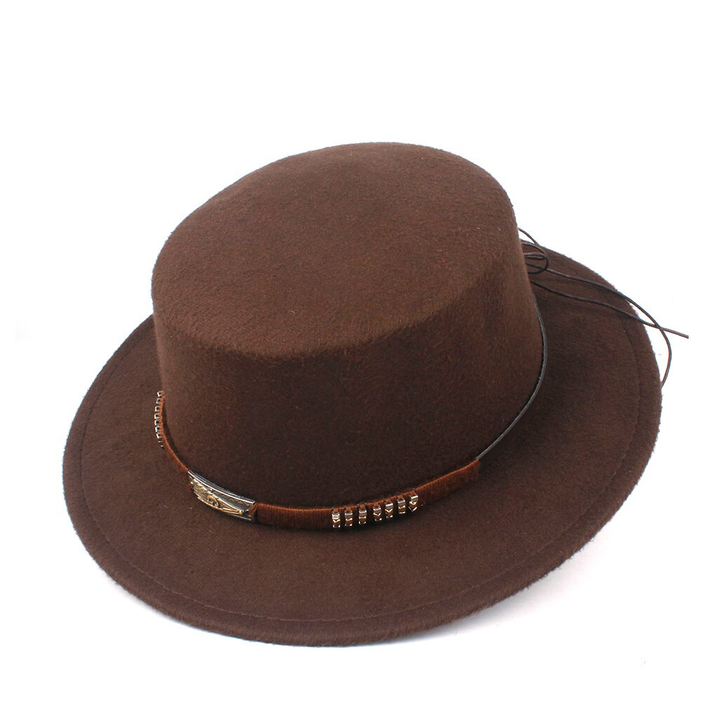Unisex Men Women Flat Top Hat With Belt Retro Fedo... – Vicedeal