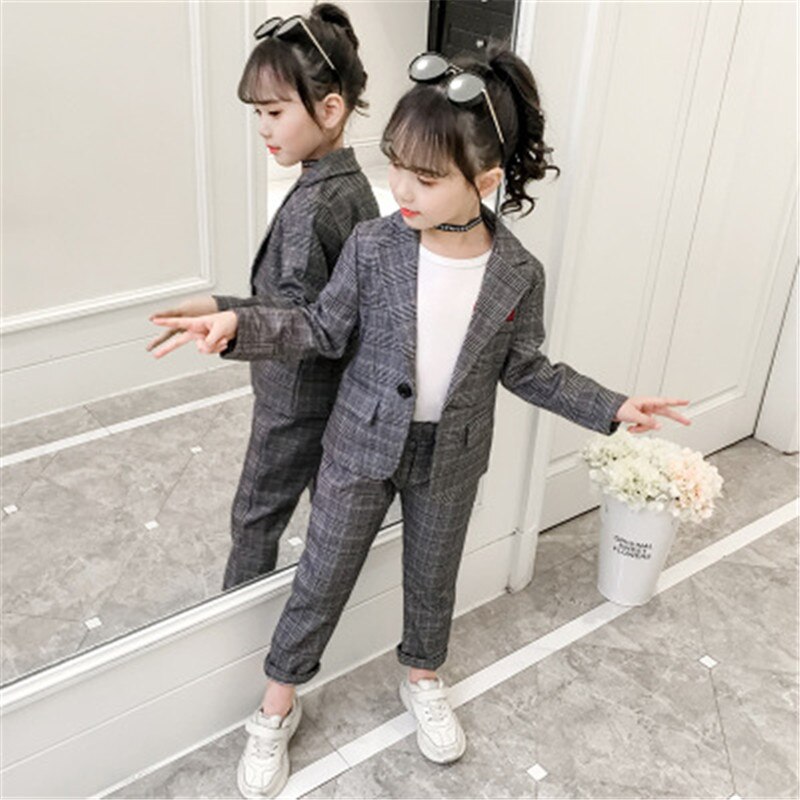 Teenage Girls Baby Girls Clothing Set Plaid Jacket... – Grandado