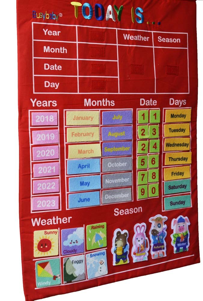 Calendar Pocket Chart Hanging Bag Cloth Learning L... – Vicedeal