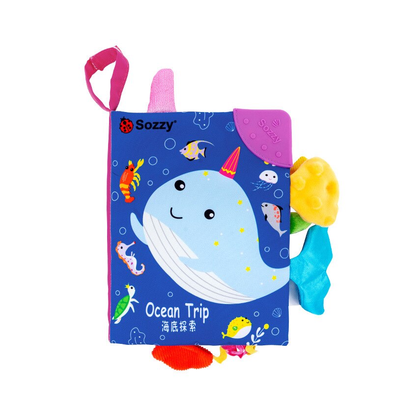 Cute Animals Tails Rattle Soft Baby Cloth Book Edu... – Grandado