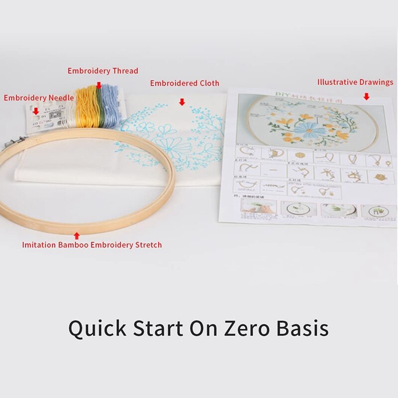 4 Beginner Embroidery Kits Floral Series a Full Se... – Grandado