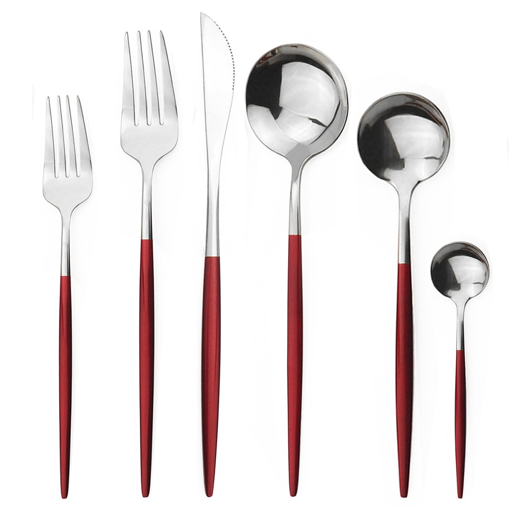 Pink Silver Flatware Set Knife Fork Spoon Cutlery ... – Grandado