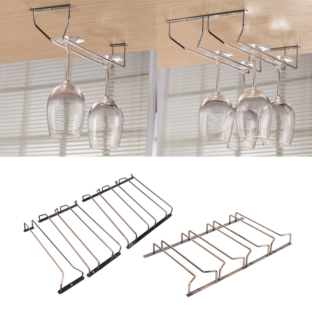 Metal Wire Wine Glass Rack Chrome Holder Under Cab... – Vicedeal