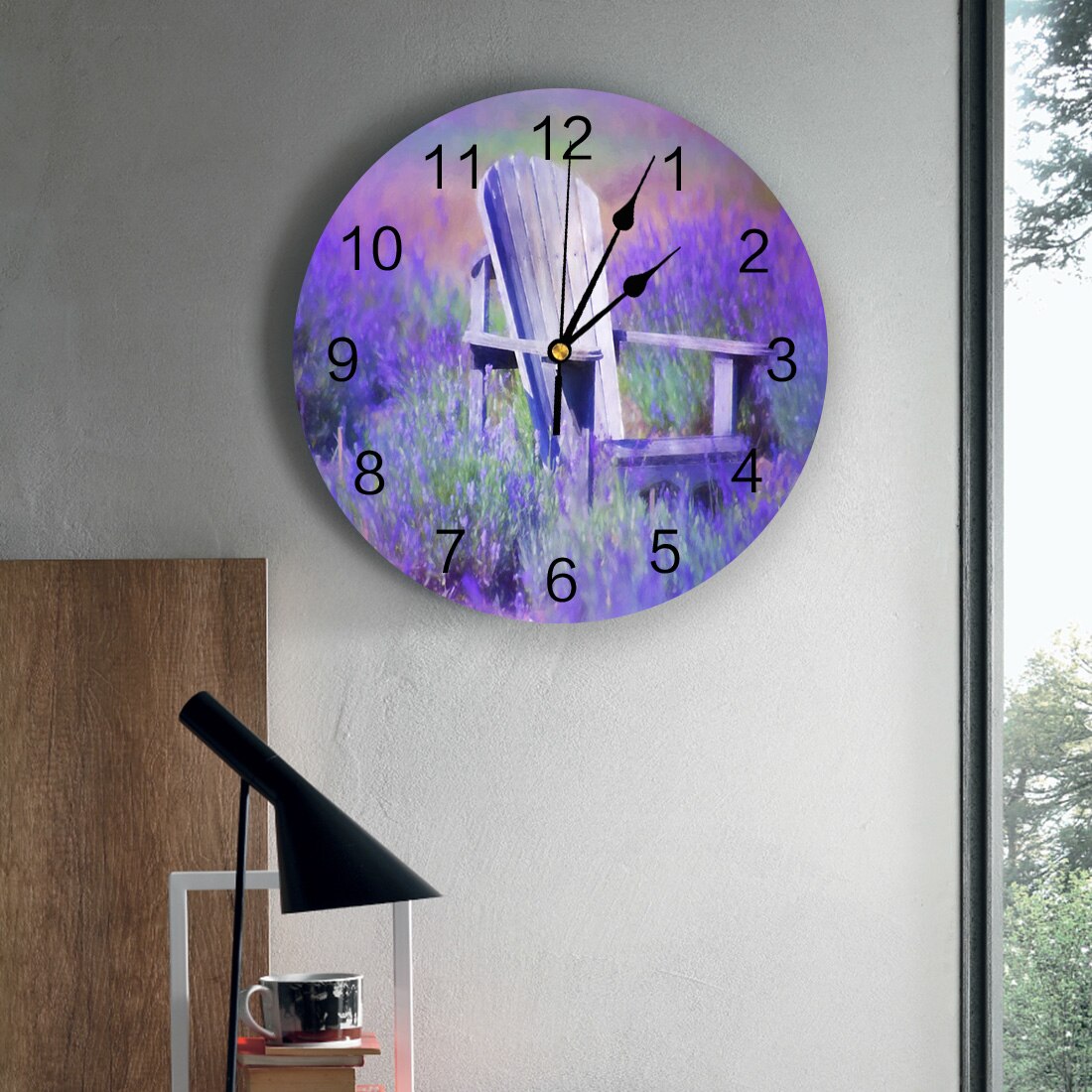 Purple Lavender Flower Field Chair PVC Wall Clock ... – Grandado