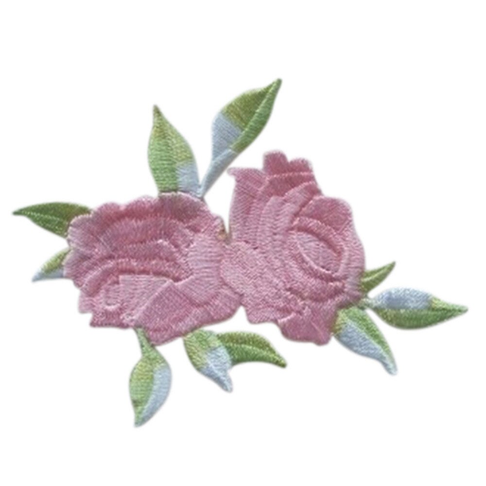 Double Head Rose Flower Leaves Embroidery Iron On ... – Grandado