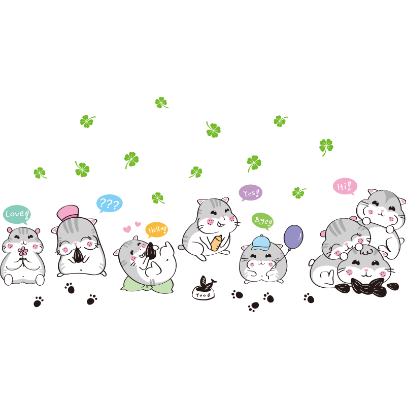 [shijuekongjian] Hamsters Animals Wall Stickers Vi... – Grandado