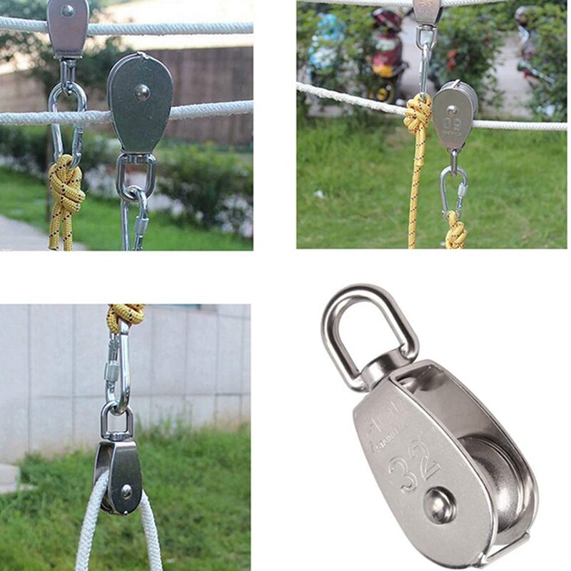 4 Pcs M32 Enkele Katrol Blok, 304 Rvs Katrol Haak,... – Grandado