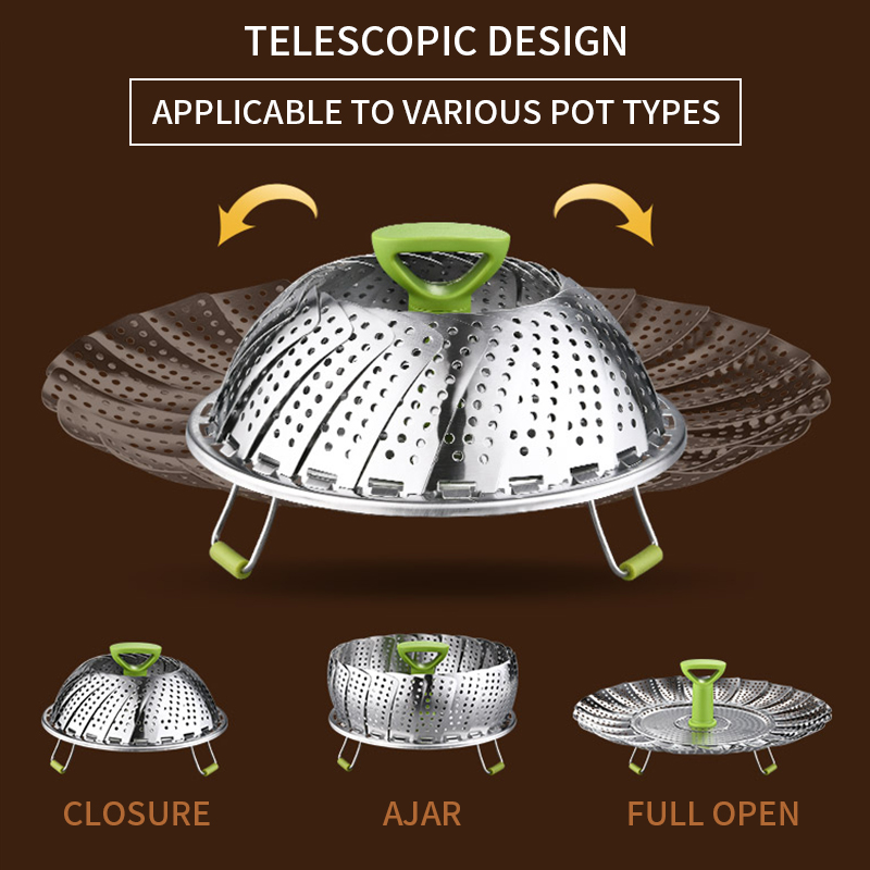 Folding Stainless Steel Steamer Vegetable Kitchen ... – Vicedeal