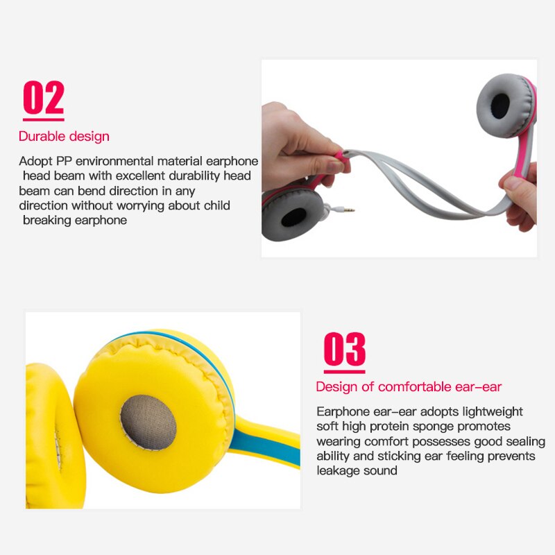 5 Colors 3.5mm Wired Headset Kids Headphones Wired... – Grandado