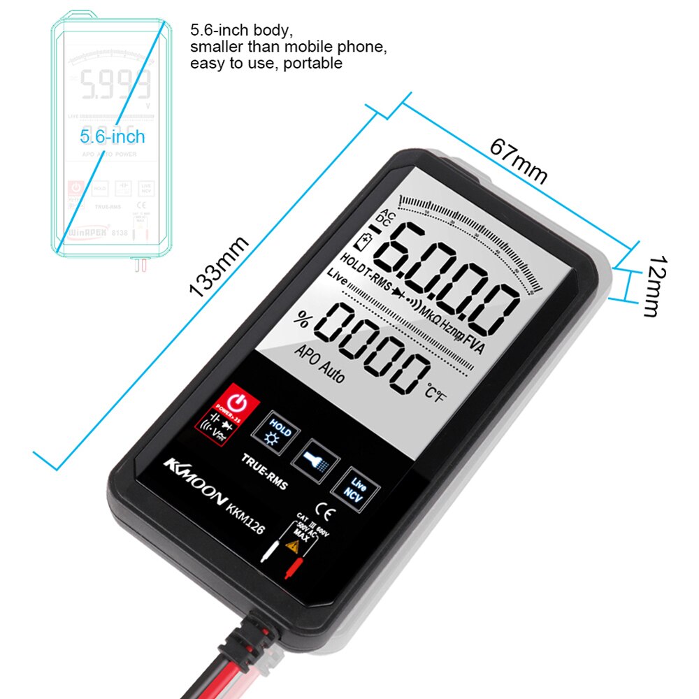 KKmoon KKM128 Digital Multimeter 4.7" Touchin... – Grandado