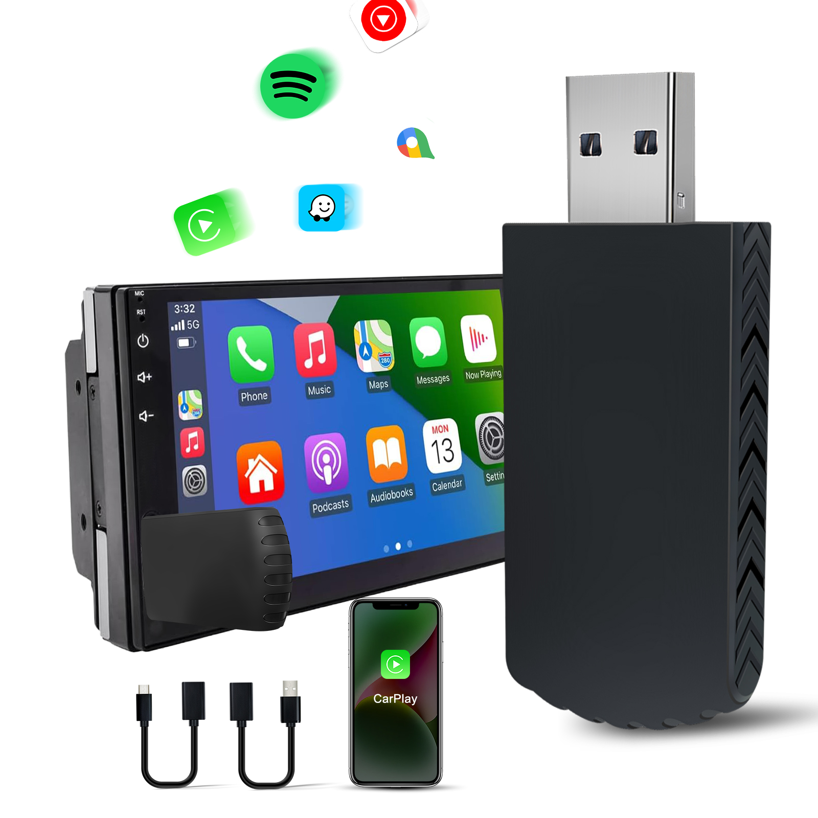 Trådløs carplay-adapter, trådløs carplay-stick til... – Vicedeal
