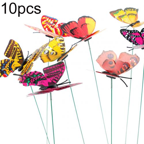 40# 10Pcs Realistic Simulation On-Sticks Butterfly... – Grandado